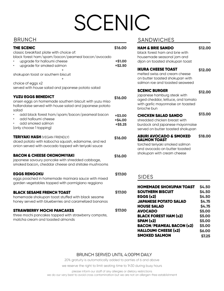 Menu – Scenic Coffee